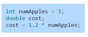 Solved int numApples =3;double cost;cost =1.2** ﻿numApples; | Chegg.com