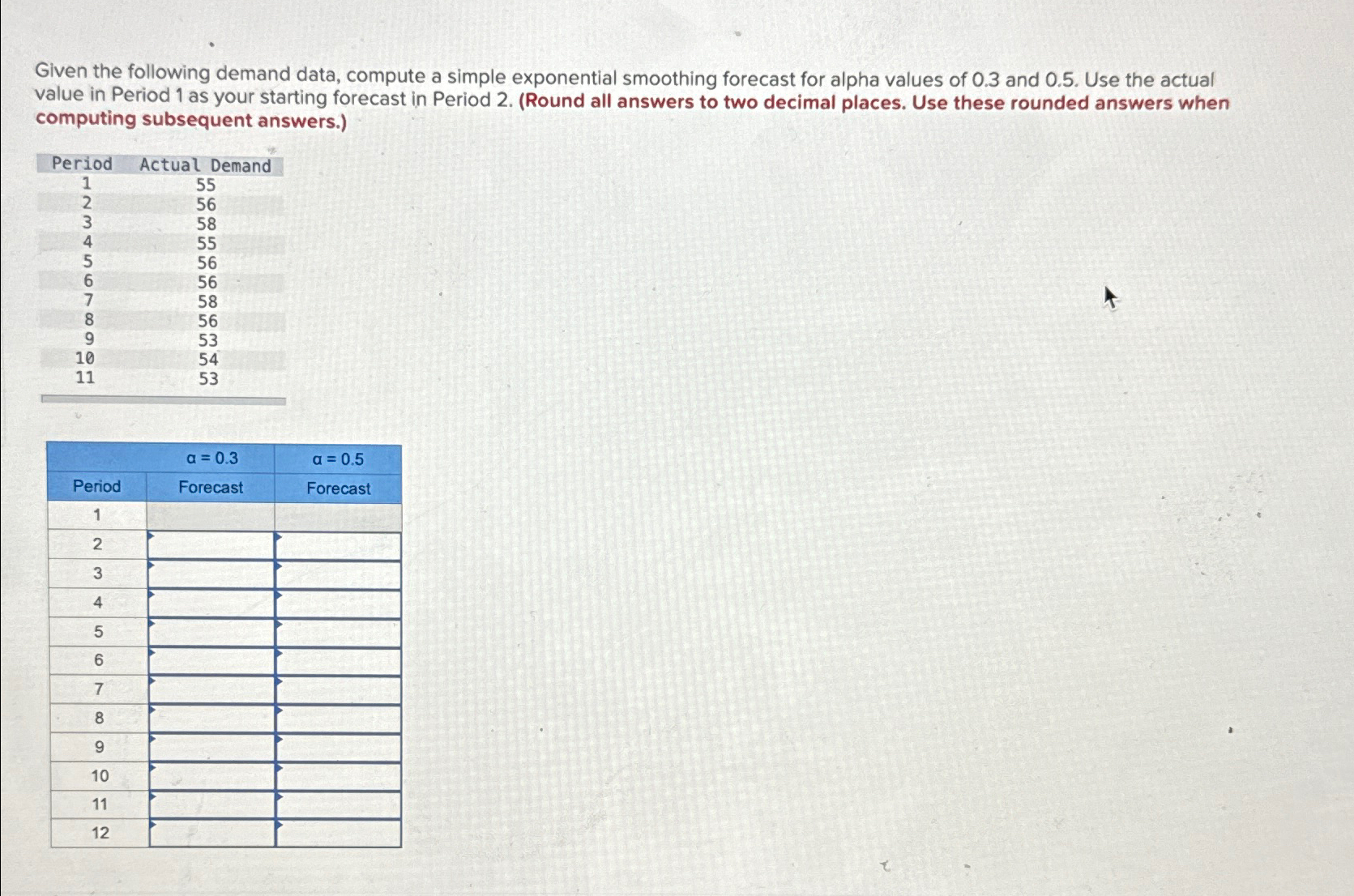 Solved Given the following demand data, compute a simple | Chegg.com
