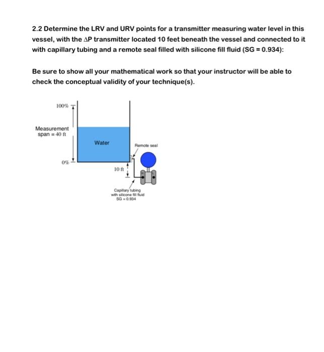 Solved 2.2 Determine the LRV and URV points for a | Chegg.com