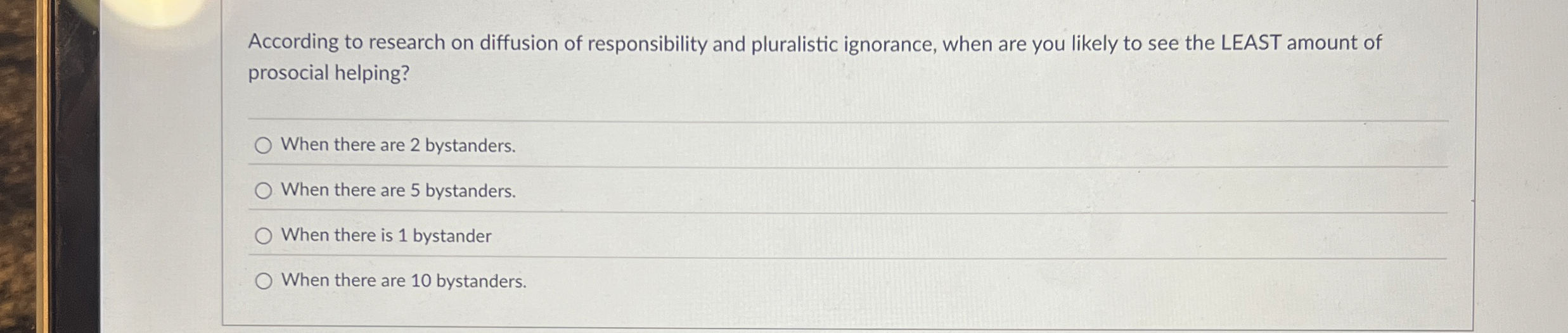 Solved According to research on diffusion of responsibility | Chegg.com