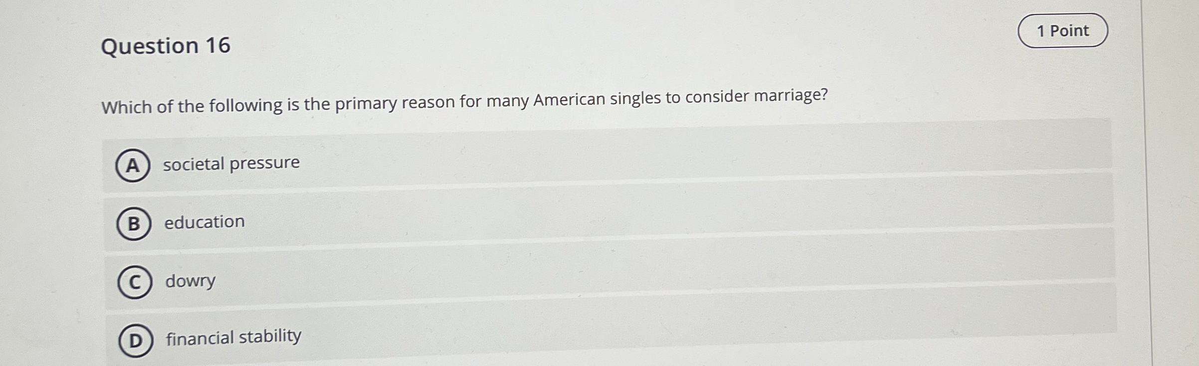 Solved Question 161 ﻿PointWhich of the following is the | Chegg.com