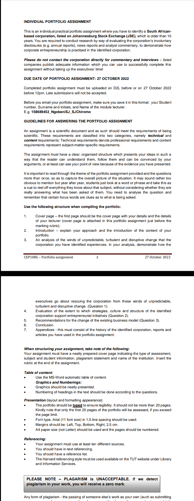 INDIVIDUAL PORTFOLIO ASSIGNMENT This is an individual | Chegg.com