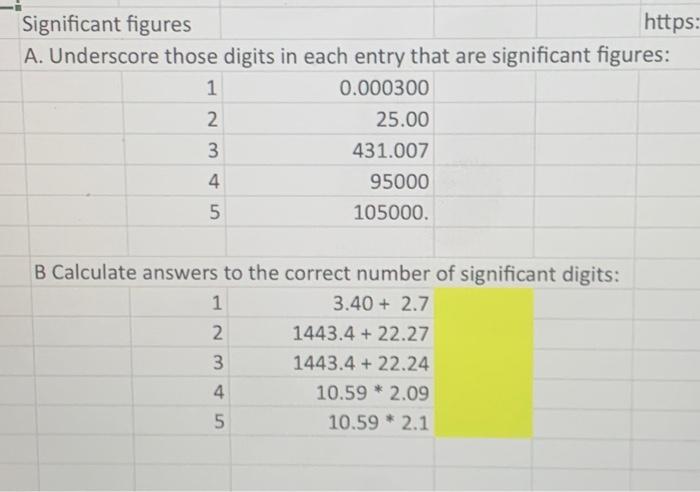 A. Underscore those digits in each entry that are | Chegg.com