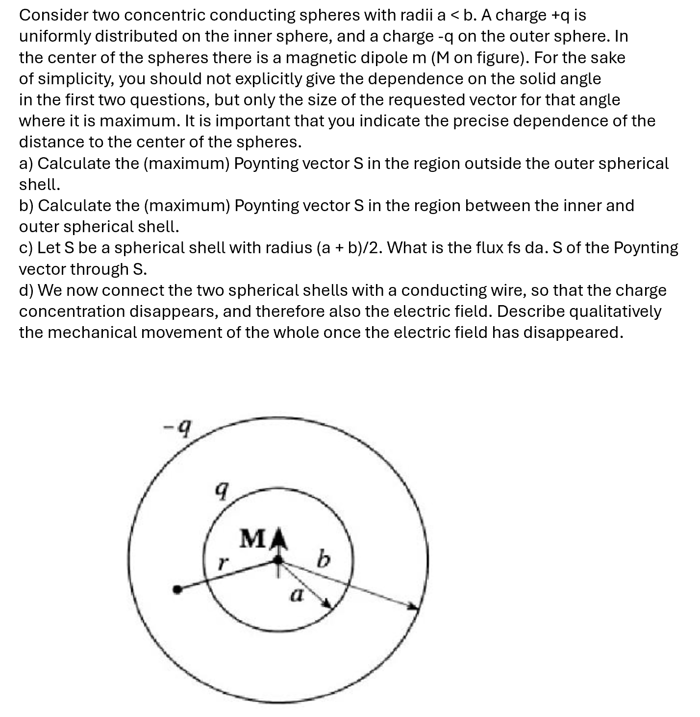 Solved Consider two concentric conducting spheres with radii | Chegg.com