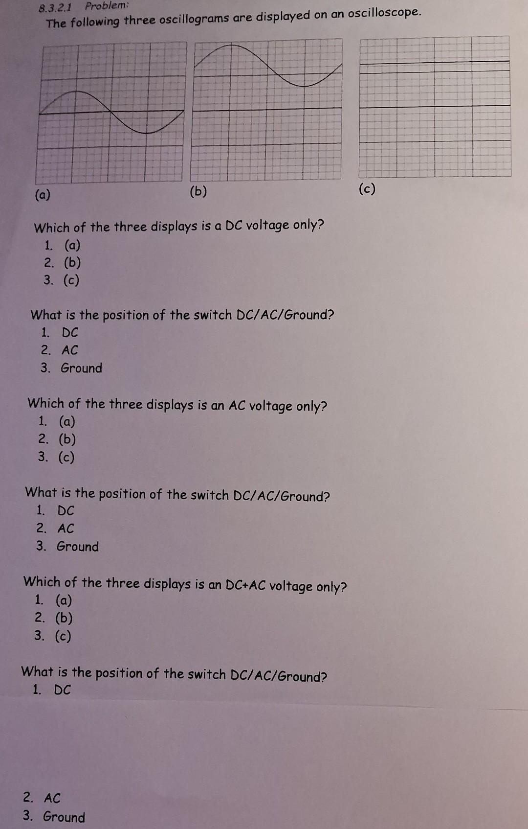 Solved 8.3.2.1 Problem: The following three oscillograms are | Chegg.com