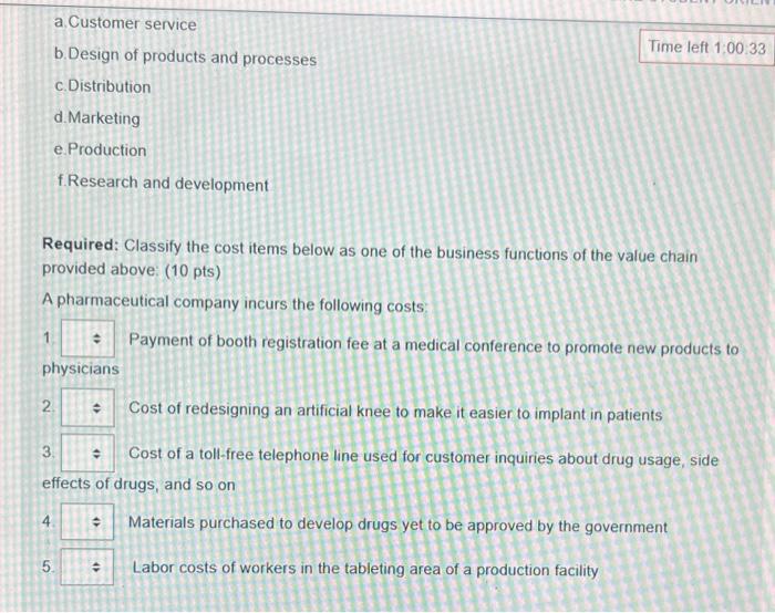 Solved Required: Classify the cost items below as one of the | Chegg.com