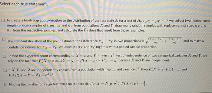 Solved Select each true statement. To create a bootstrap | Chegg.com