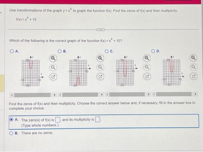Solved Use transformations of the graph y=x4 to graph the | Chegg.com