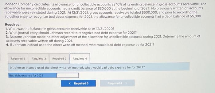Solved Johnson Company calculates its allowance for | Chegg.com