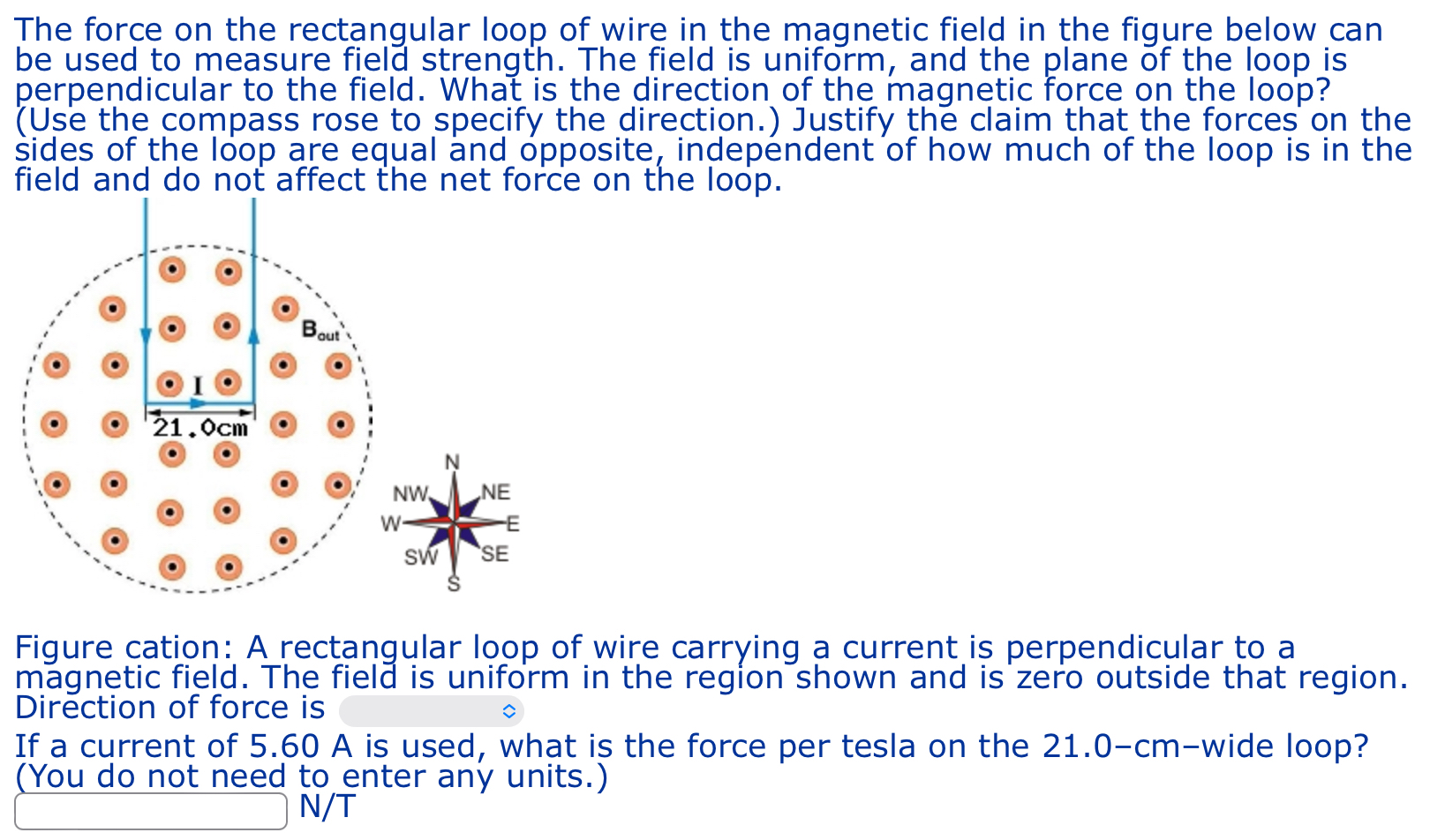Solved The force on the rectangular loop of wire in the | Chegg.com