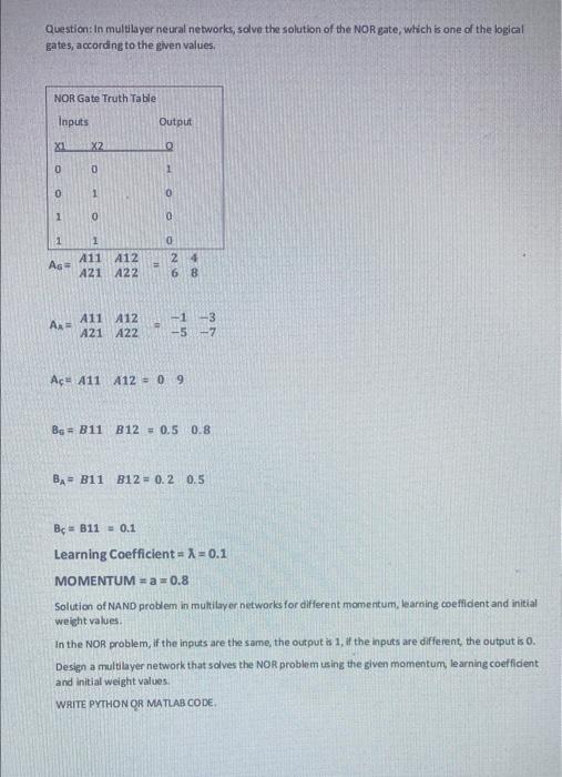 Solved Question: In multilayer neural networks, solve the | Chegg.com