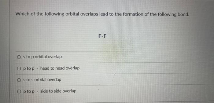 Solved Which of the following orbital overlaps lead to the | Chegg.com