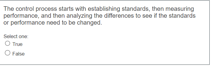 Solved The control process starts with establishing | Chegg.com