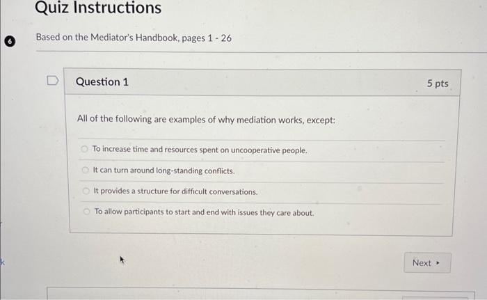 Solved All of the following are examples of why mediation | Chegg.com