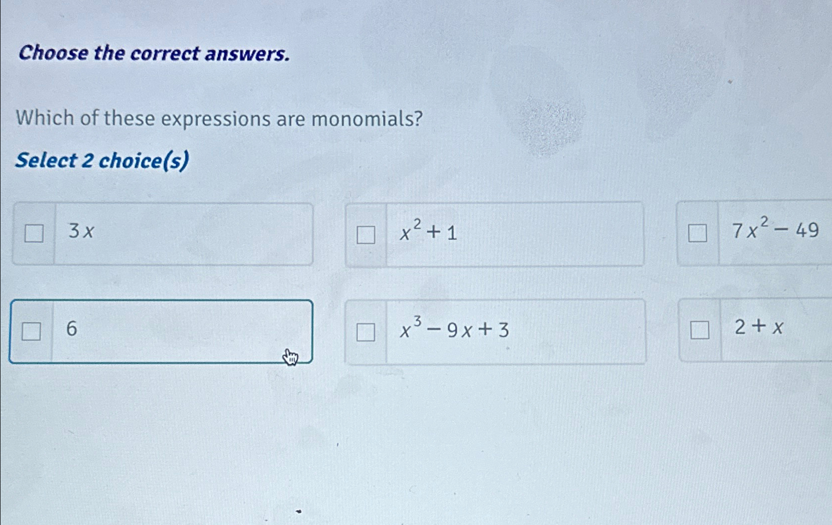 Solved Choose the correct answers.Which of these expressions | Chegg.com