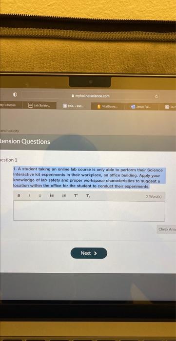 Solved 1. A student taking an online lab course is only able | Chegg.com
