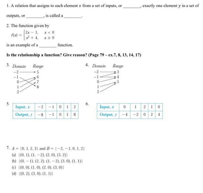 Solved 1. A relation that assigns to each element x from a | Chegg.com
