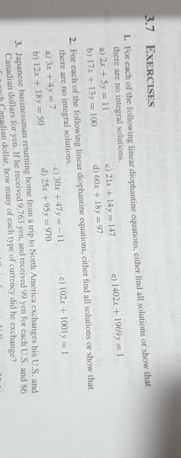 Solved I have 2 questions about linear Diophantine | Chegg.com