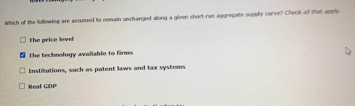Solved Which of the following are assumed to remain | Chegg.com