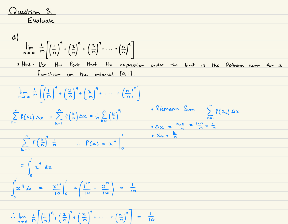 Solved limn→∞1n[(1n)9+(2n)9+(3n)9+cdots+(nn)9]Evaluate | Chegg.com