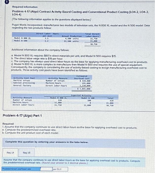 Solved Problem 4-17 (Algo) Contrast Activity-Based Costing | Chegg.com