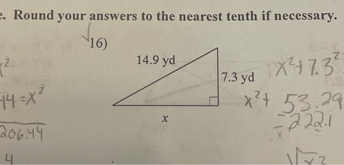 Solved Round your answers to the nearest tenth if necessary. | Chegg.com