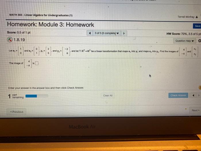 Solved MATH 303 - Linear Algebra for Undergraduates (1) | Chegg.com
