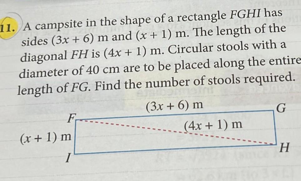 Solved 1. A campsite in the shape of a rectangle FGHI has | Chegg.com