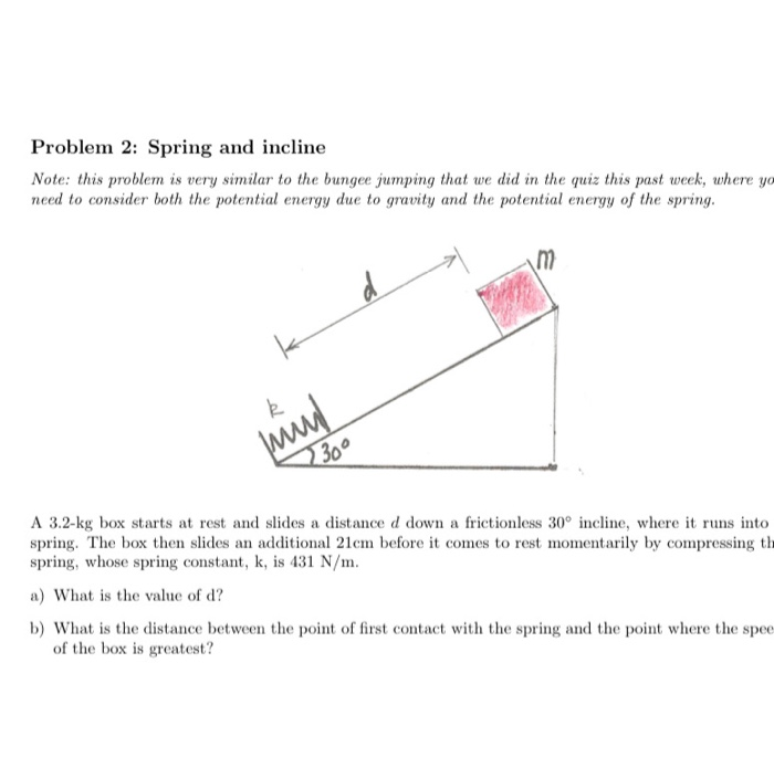 Solved Problem 2: Spring and incline Note: this problem is | Chegg.com