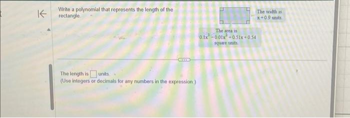 Solved K Write a polynomial that represents the length of | Chegg.com
