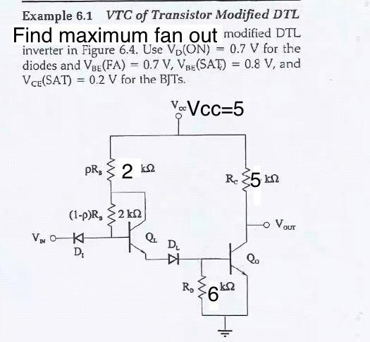 Solved Example 6.1 VTC of Transistor Modified DTL Find | Chegg.com
