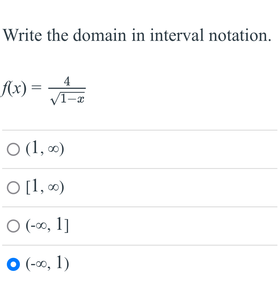 Solved Write the domain in interval | Chegg.com