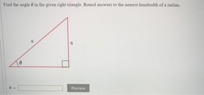 Solved Find the angle in the given right triangle. Round | Chegg.com