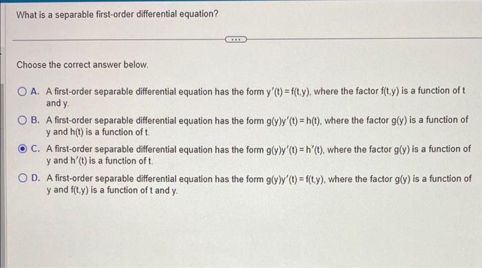 Solved What Is A Separable First Order Differential