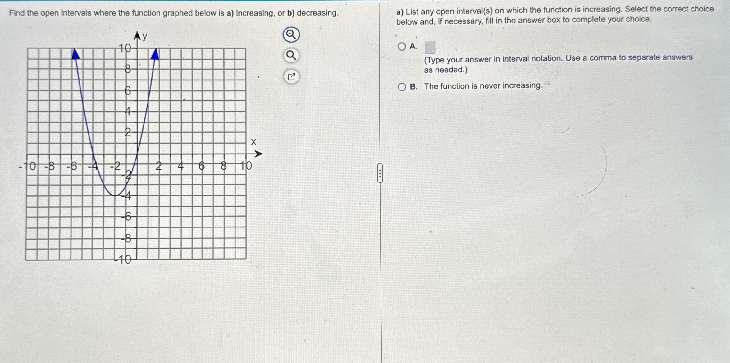 Solved Find the open intervals where the function graphed | Chegg.com