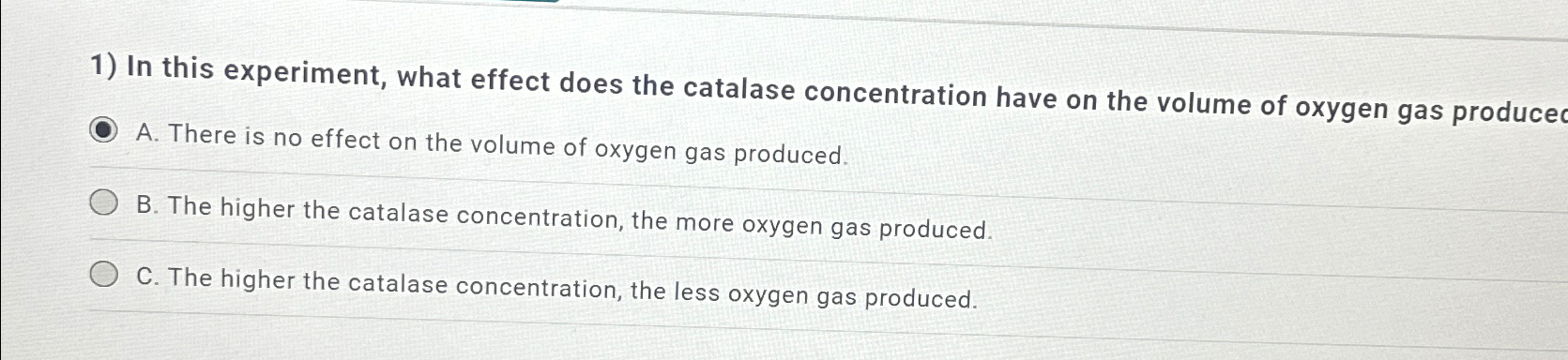 Solved In this experiment, what effect does the catalase | Chegg.com