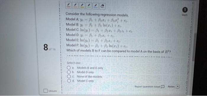 Solved Consider the following regression models. Model A: | Chegg.com