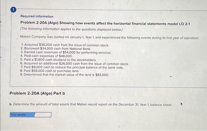 Solved Required information Problem 2-20A (Algo) Showing how | Chegg.com