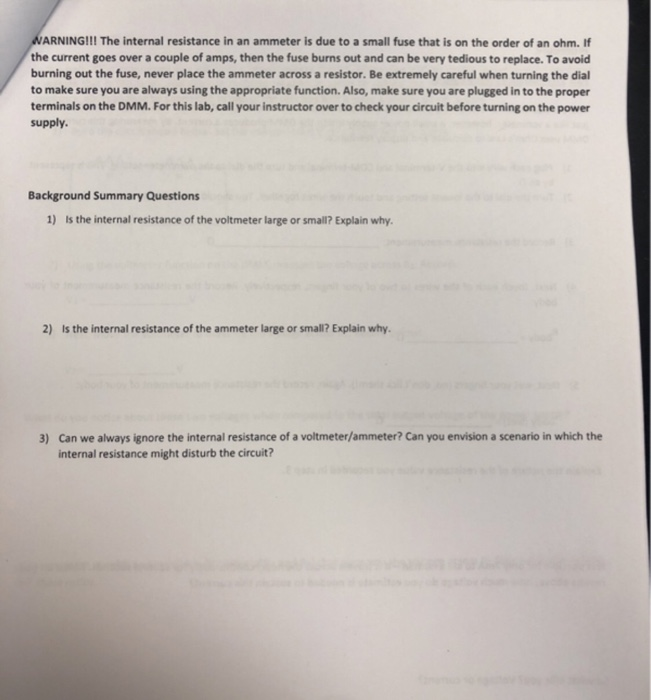 Solved WARNING!! The internal resistance in an ammeter is | Chegg.com