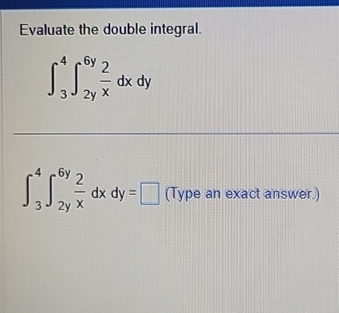 Solved Evaluate the double | Chegg.com
