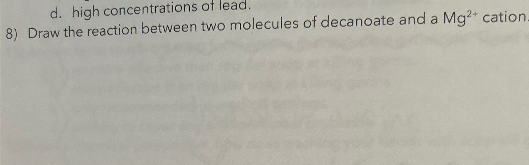 Solved d. ﻿high concentrations of lead.Draw the reaction | Chegg.com