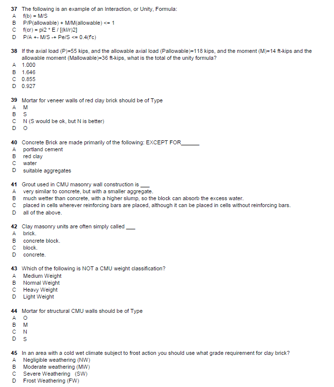 Solved Help on answering 37- 45 multiple choices questions | Chegg.com