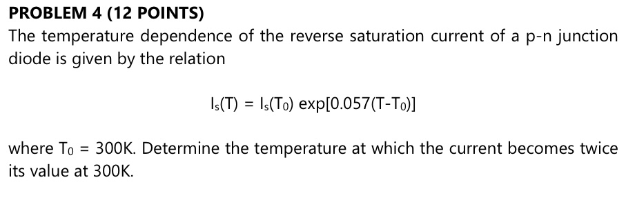 Solved PROBLEM 4 (12 ﻿POINTS)The temperature dependence of | Chegg.com