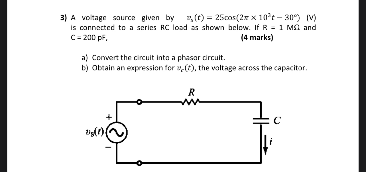 Solved A voltage source given by | Chegg.com