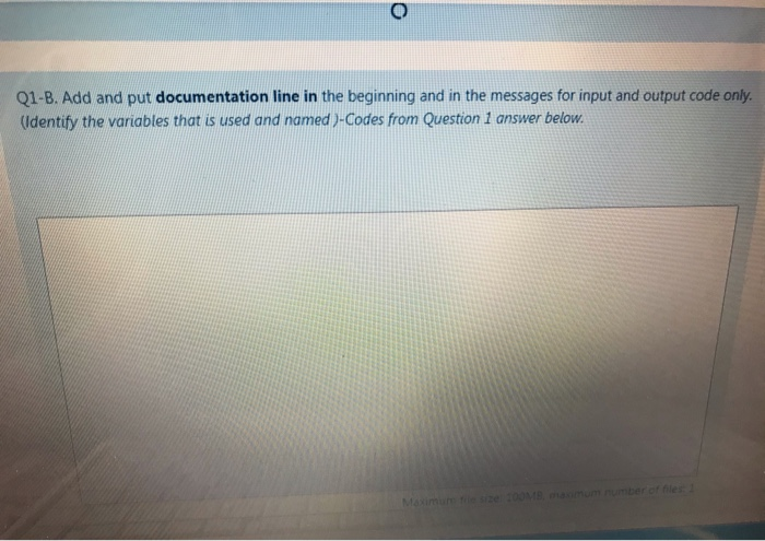Q1-B. Add and put documentation line in the beginning | Chegg.com