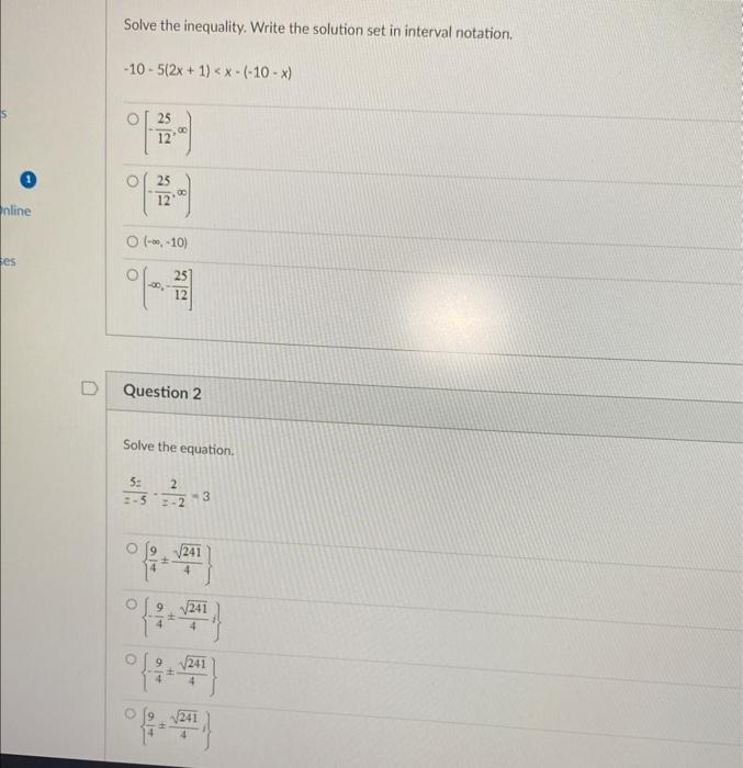 Solved Solve the inequality. Write the solution set in | Chegg.com
