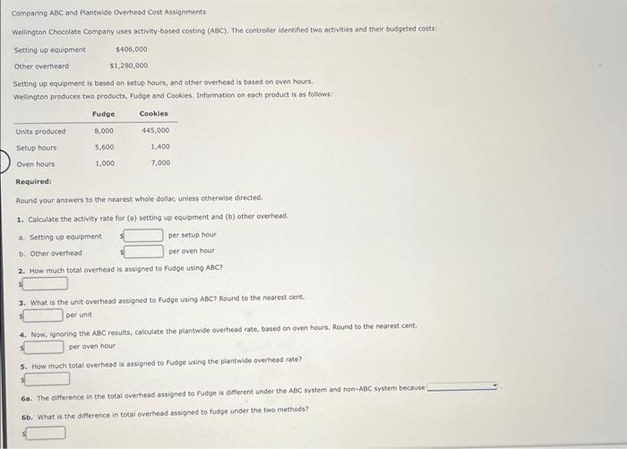 Solved Comparing ABC and Piantwide Overhead Cost Assignments | Chegg.com