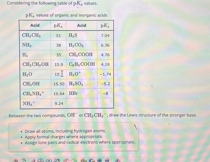 Solved Considering the following table of pKa values. pKa | Chegg.com