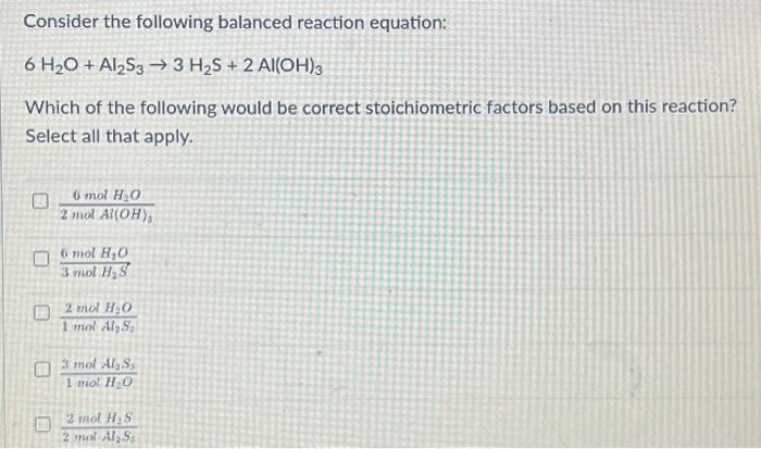Consider The Following Balanced Reaction Equation 6