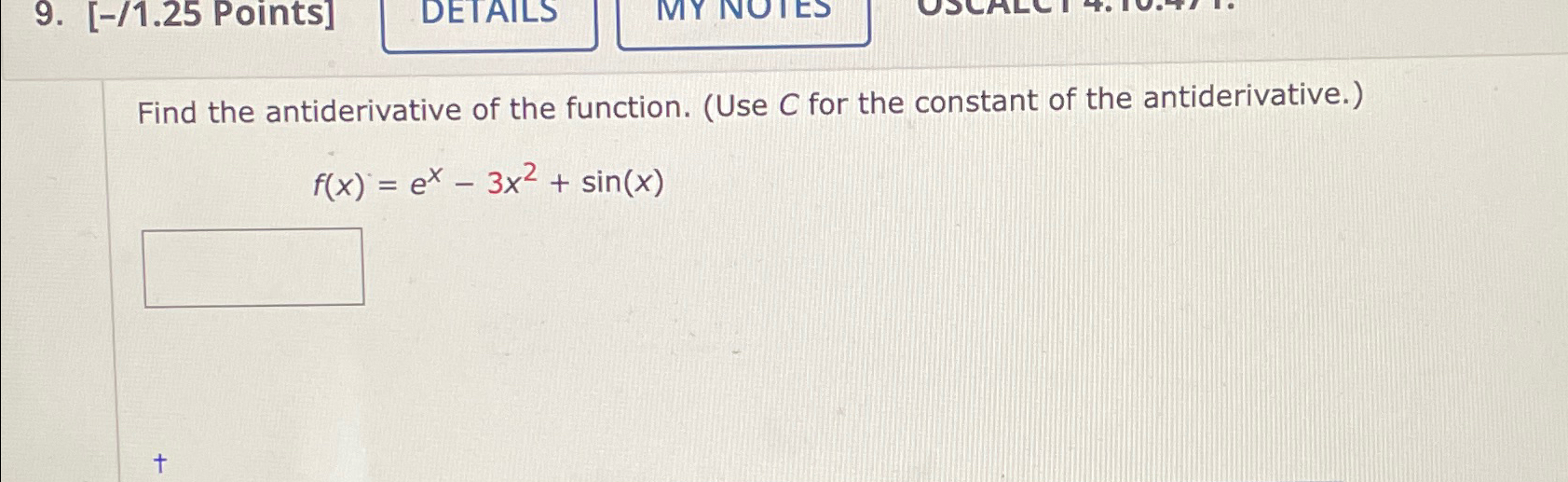 Solved Find the antiderivative of the function. (Use C ﻿for | Chegg.com